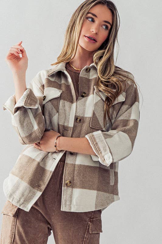 BELLA TEDDY PLAID SHACKET – Green Bubble Gorgeous