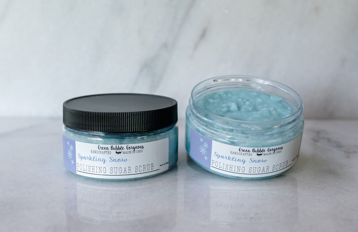 Sparkling Snow Polishing Sugar Scrub – Green Bubble Gorgeous