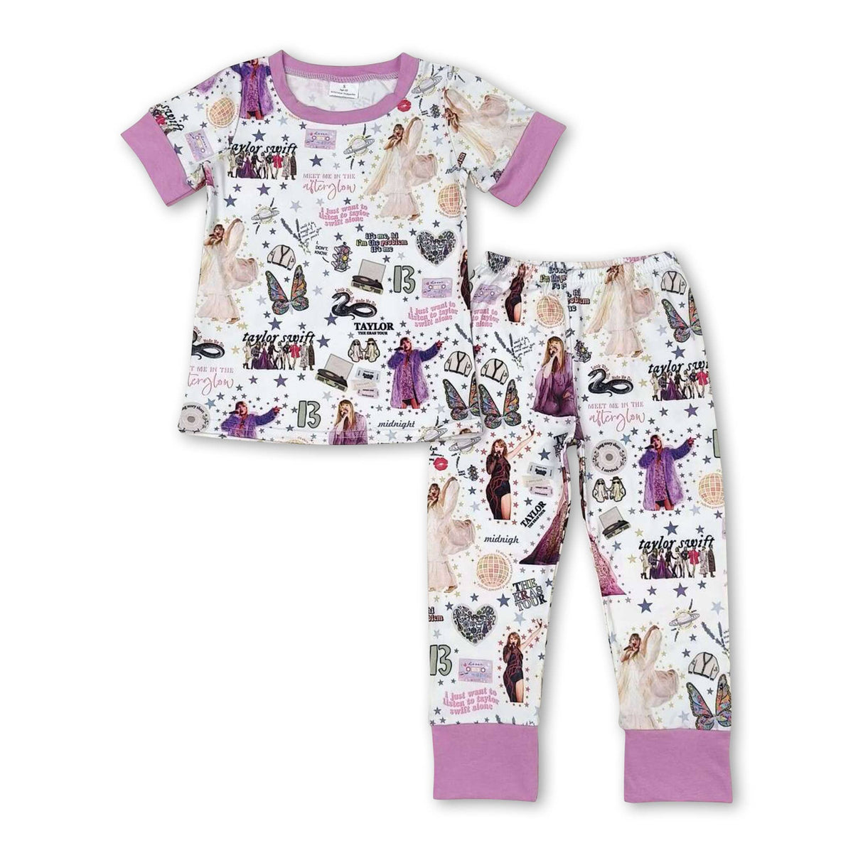 Taylor Swift Kids Short Sleeve Pajama Set-Purple – Green Bubble Gorgeous